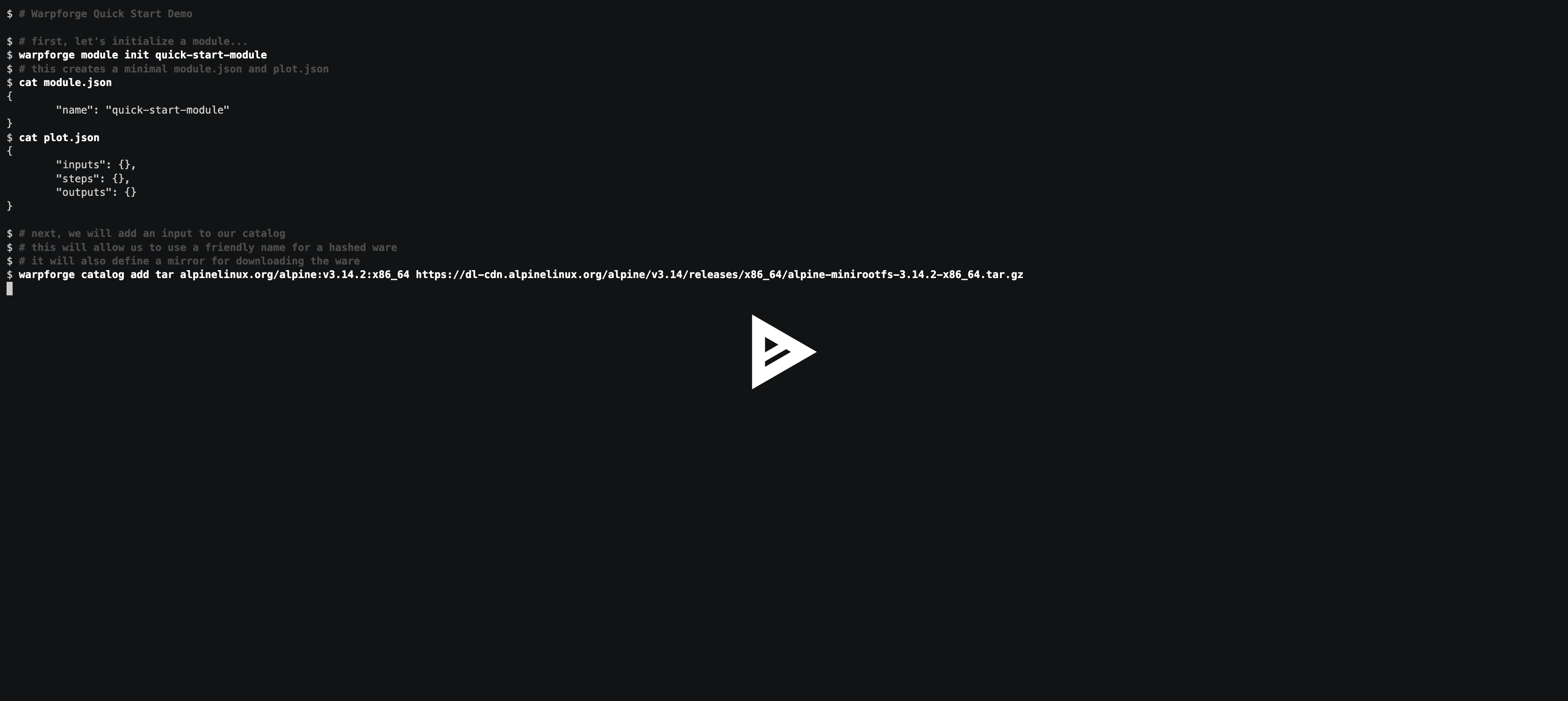 Warpforge Demos